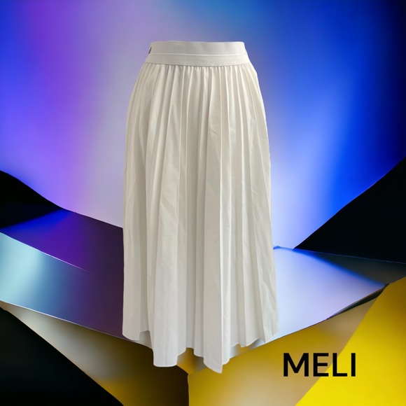 MELI | Skirts | Meli White Pleated Classic Long Skirt S | Poshmark